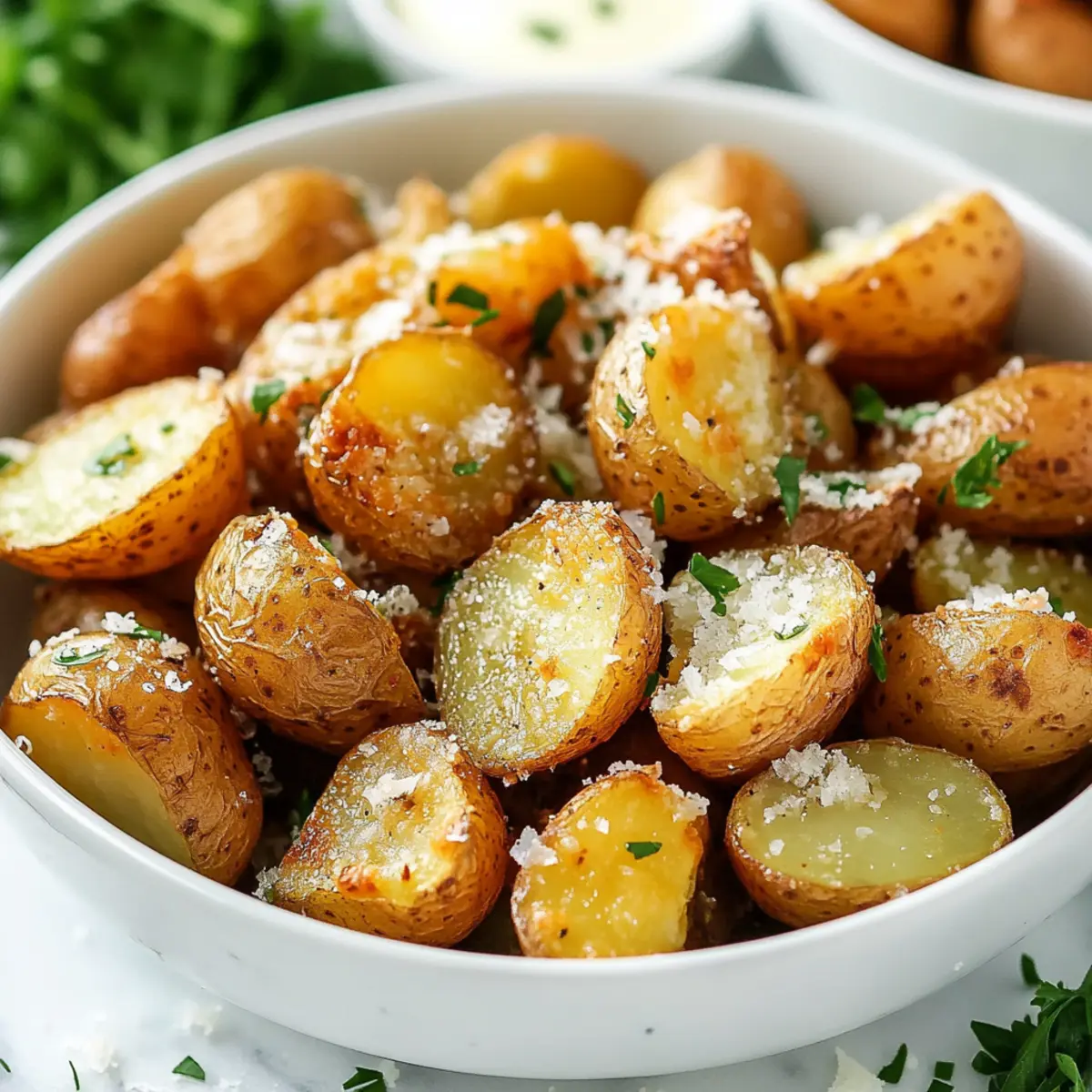 Crispy Garlic Butter Potatoes Recipe with Parmesan and Herbs