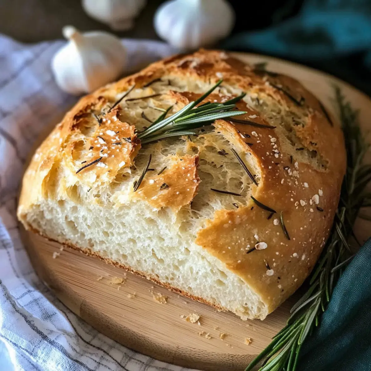 No-Knead Roasted Garlic Rosemary Bread Recipe