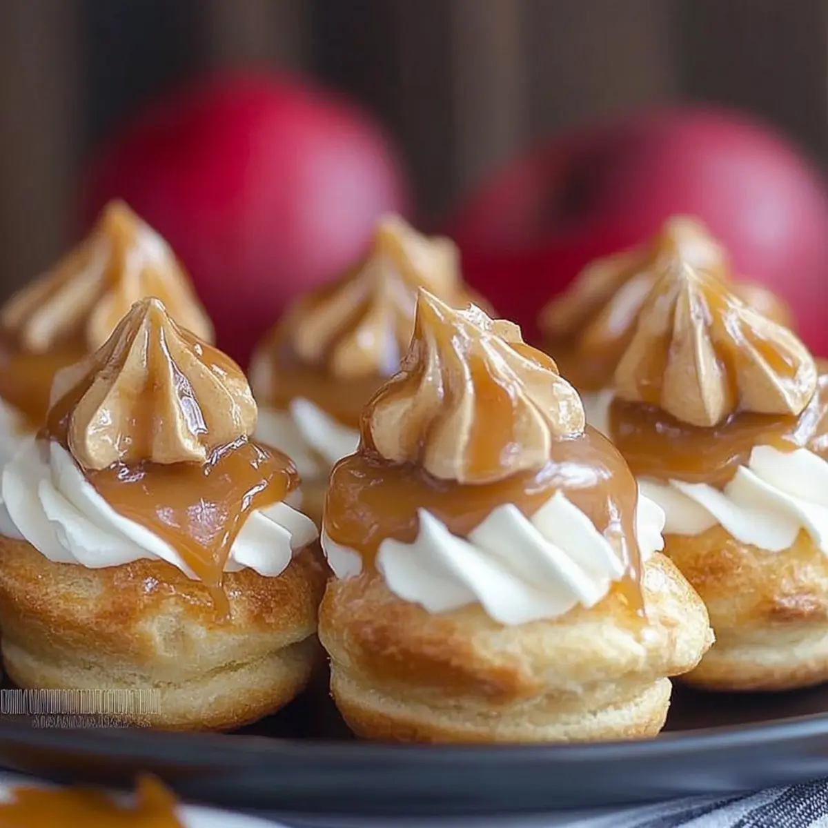 Decadent Caramel-Filled Cream Puffs with Apple Delight