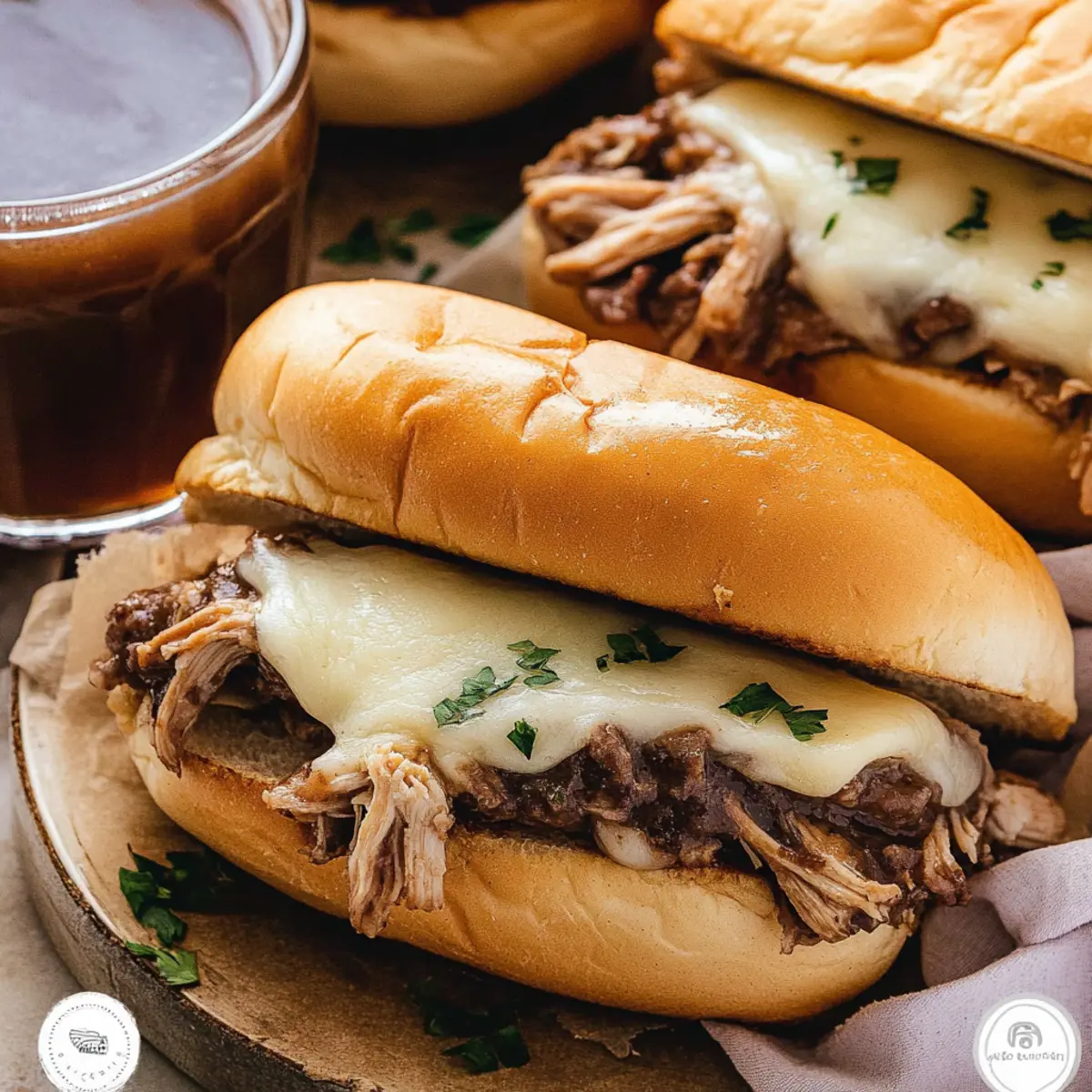 Crockpot French Dip Chicken Sandwiches Recipe