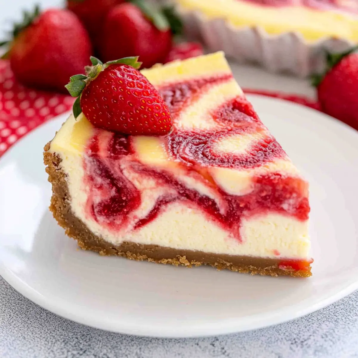 Delicious Strawberry Swirl Cheesecake