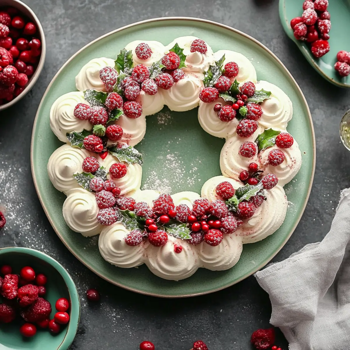 Easy Festive Meringue Wreath Cookies for Holiday Baking