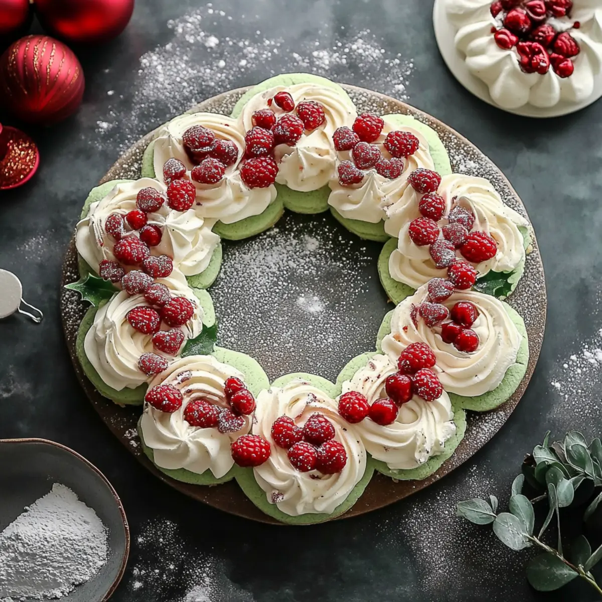 Easy Festive Meringue Wreath Cookies for Holiday Baking