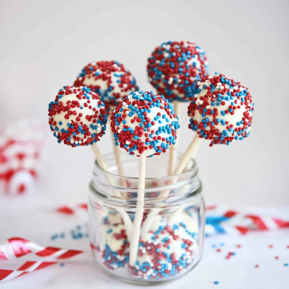 Delicious Red White & Blue Celebration Cake Pops Recipe