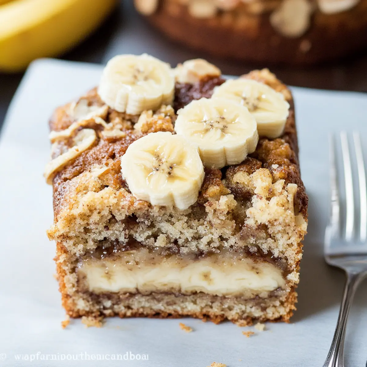 Delicious Banana Coffee Cake Bread Recipe with Cinnamon Crumble Topping