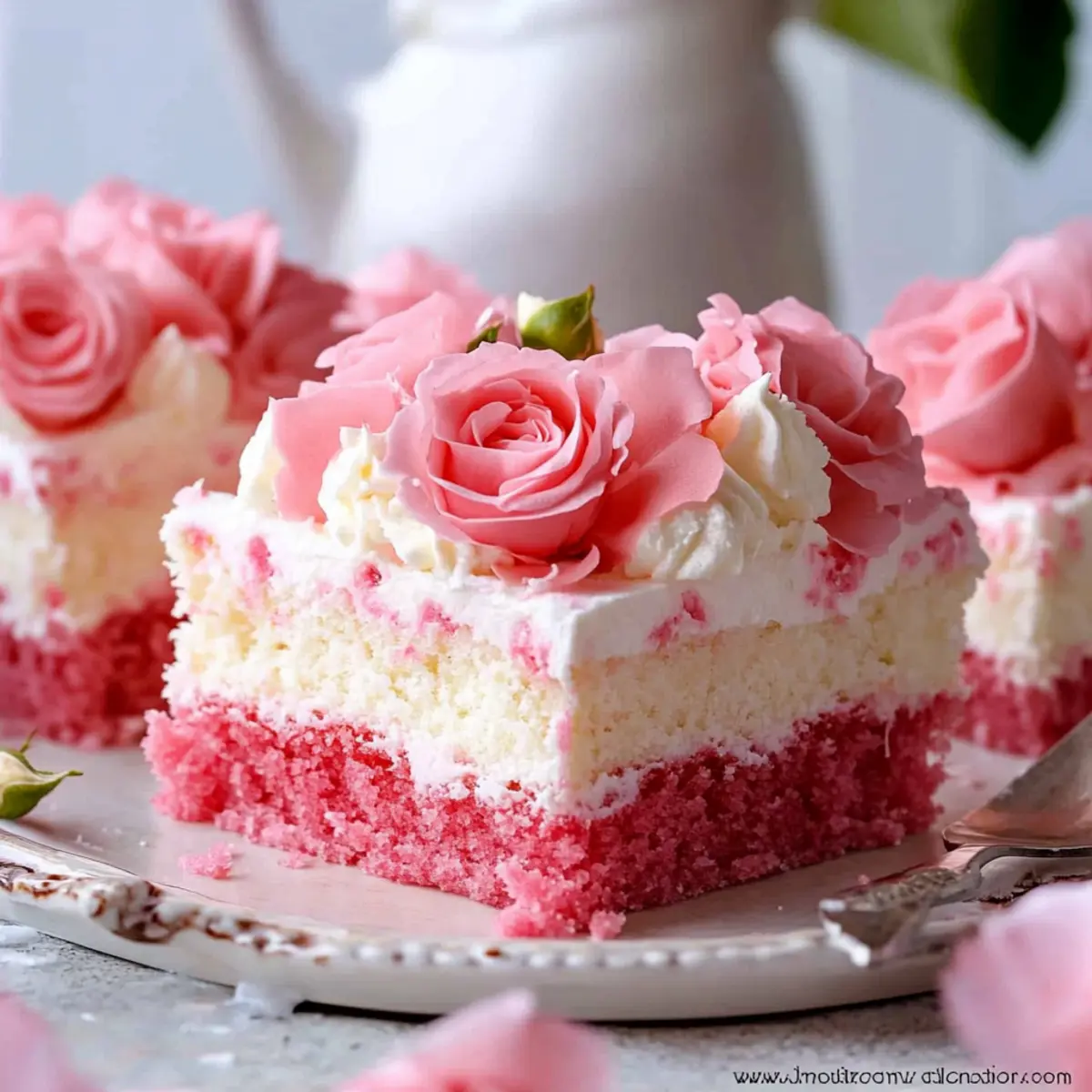 Deliciously Sweet Rose Poke Cake