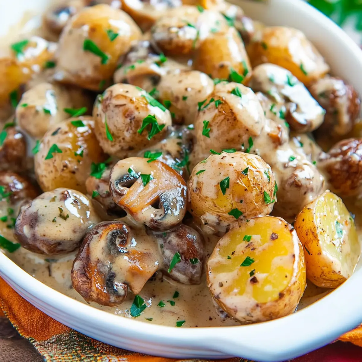 Creamy Parmesan Mushroom Potatoes Roasted in Miso Sauce